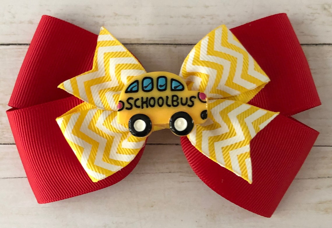 School Bus Bow Back to School Bow Red and Yellow School Bow Yellow ...