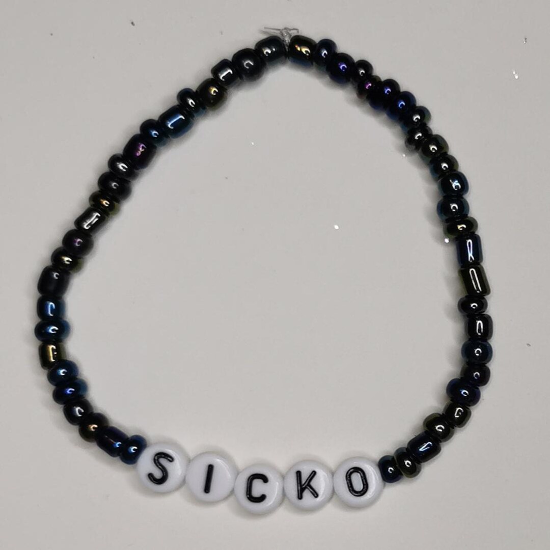 SICKO - AEW Inspired Wrestling Friendship Bracelet 7" 7.5" 8" Black ...