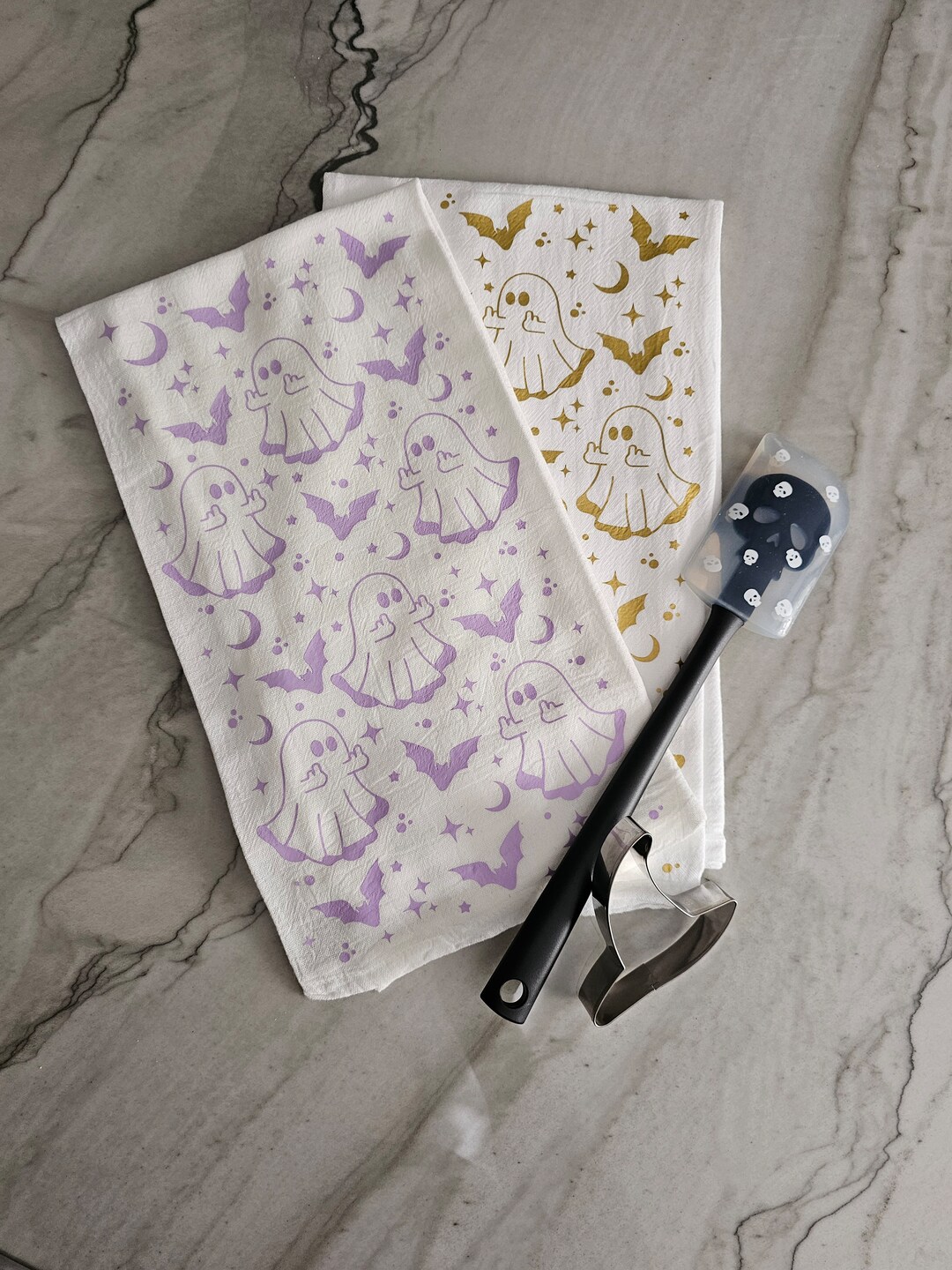 Halloween Ghost and Bats Towel Halloween Flour Sack Spooky Tea Towel ...