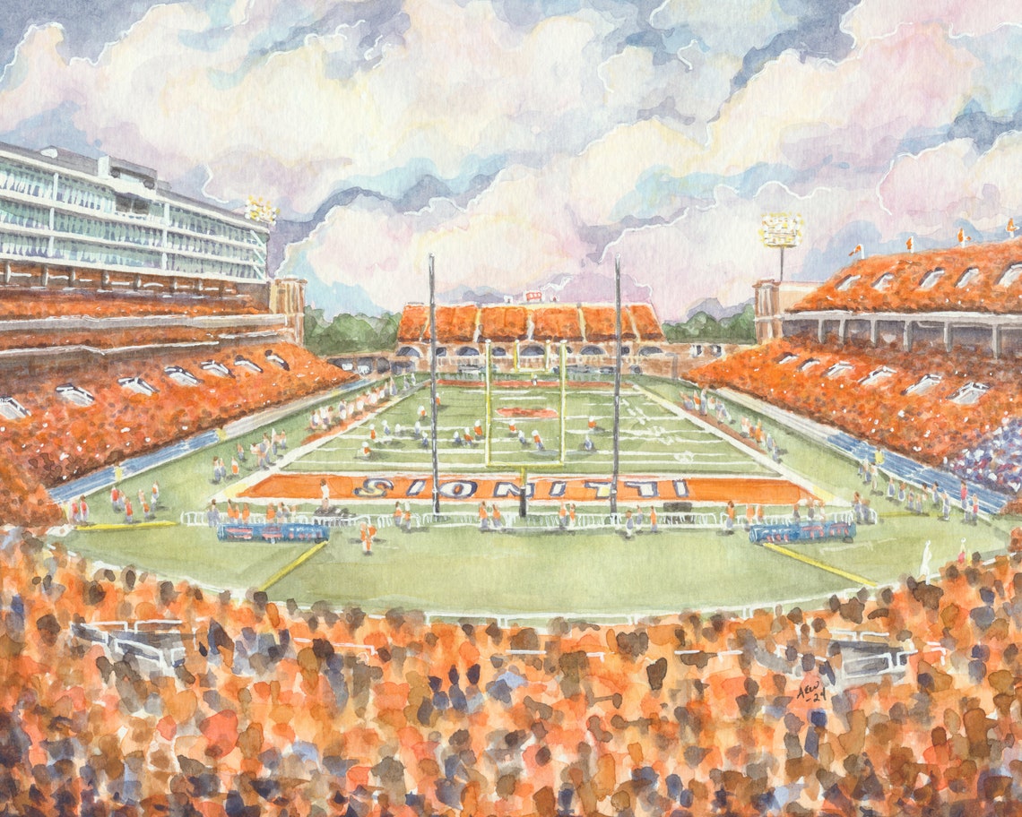 Print of a Watercolor Ispired by University of Illinois Football ...