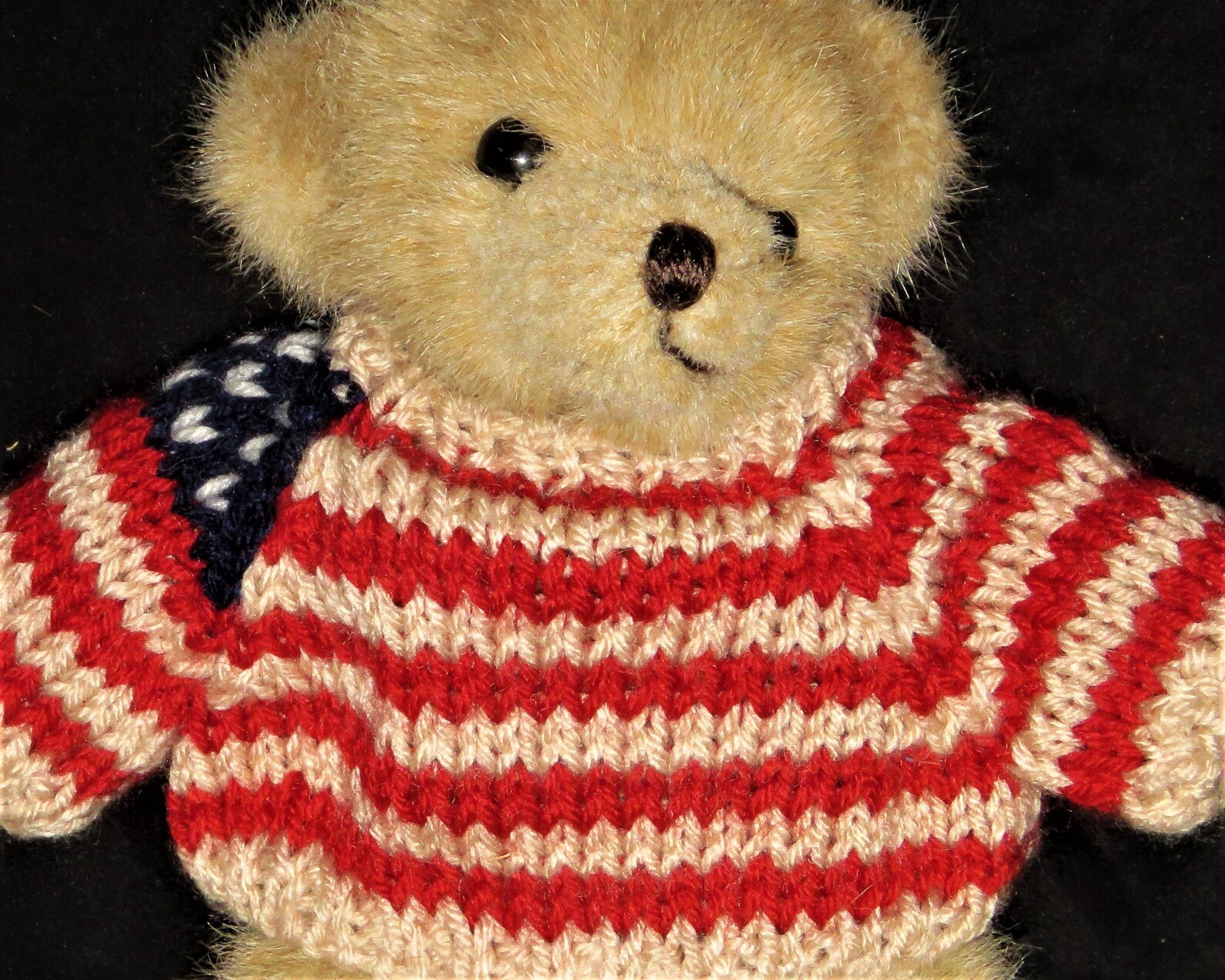 Patriotic Teddy Bear in American Flag Sweater Unmarked Stuffed Teddy ...