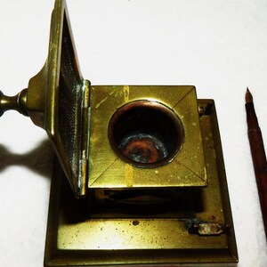 RARE Antique Inkwell With Fountain Pen by William Tonks & Sons Brass ...