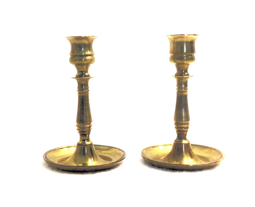 PAIR of 5 1/2" Tall Brass Candlesticks X 4" Base Gently Used Brass ...