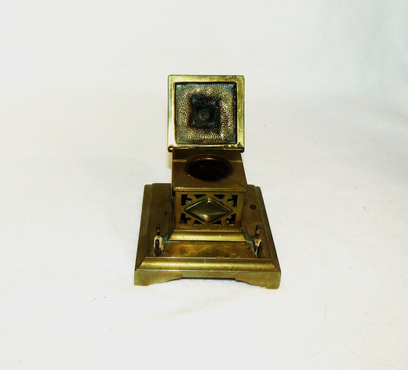 RARE Antique Inkwell With Fountain Pen by William Tonks & Sons Brass ...