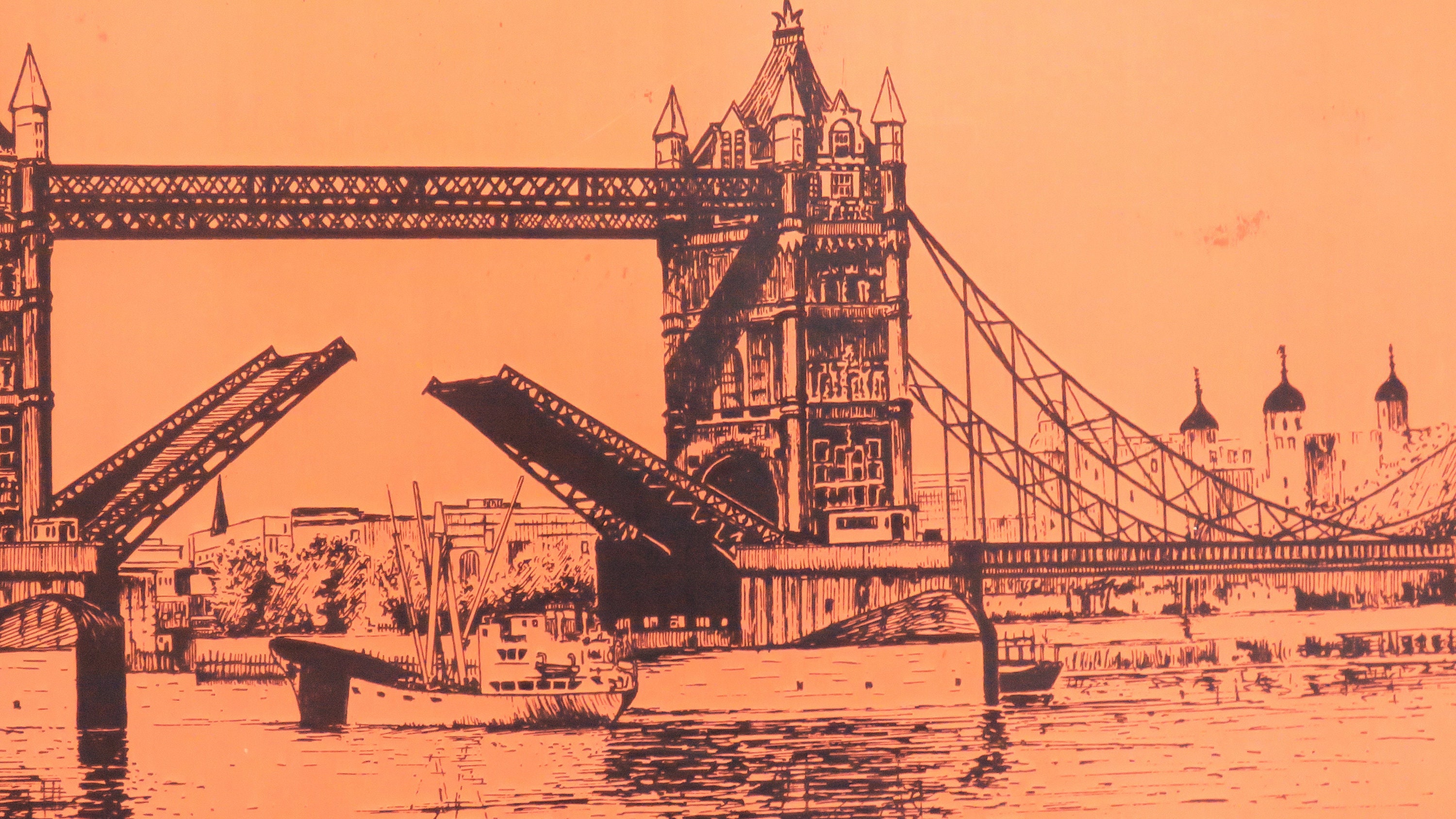 Copper Etching of the Tower Bridge London England 12 X 7 Coppercraft ...