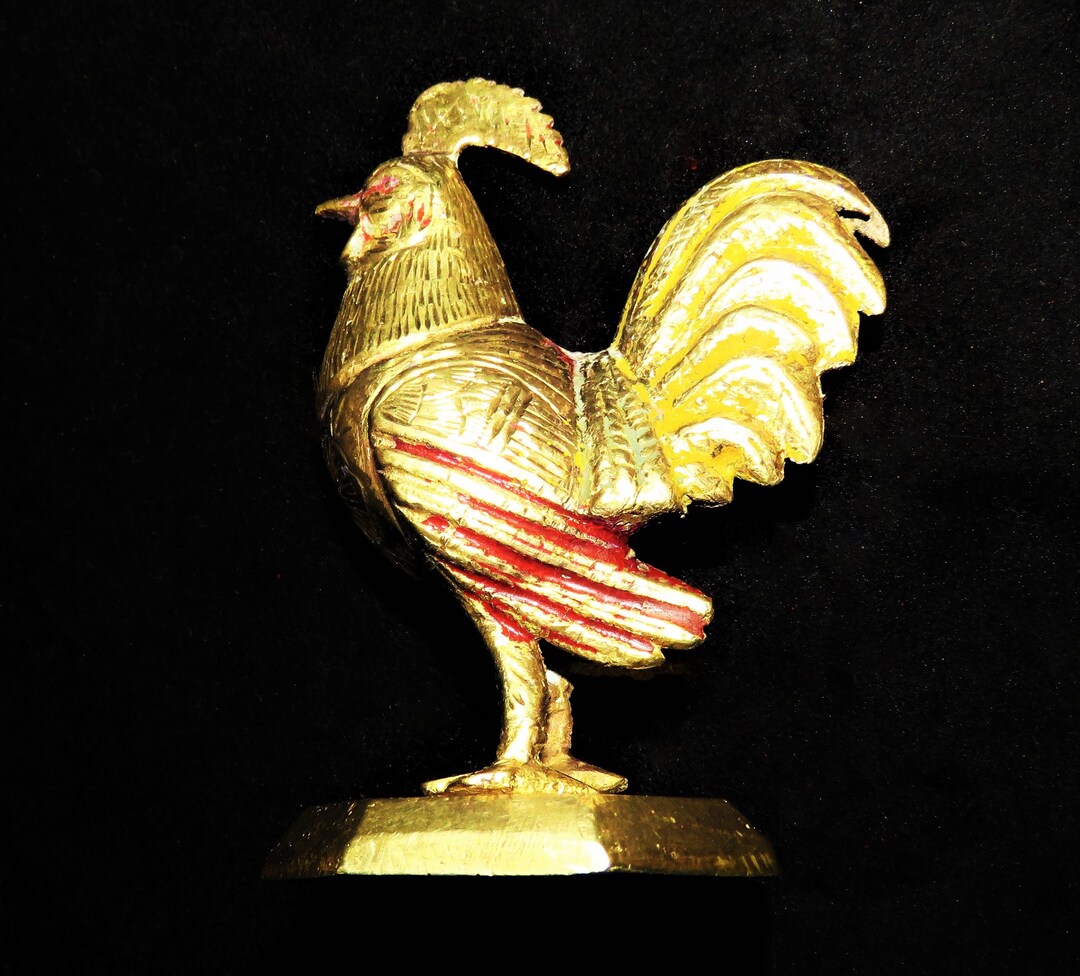 Brass Rooster Measures 4 1/4" T X 3" L X 2" W Vintage Painted Brass ...