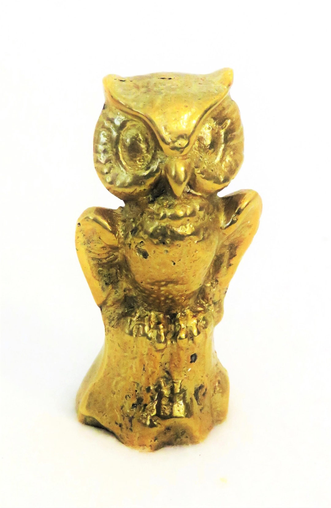 Solid Brass Owl Figurine Brass Owl Paperweight 3" Tall X 1 1/2" Wide ...