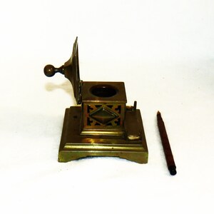 RARE Antique Inkwell With Fountain Pen by William Tonks & Sons Brass ...