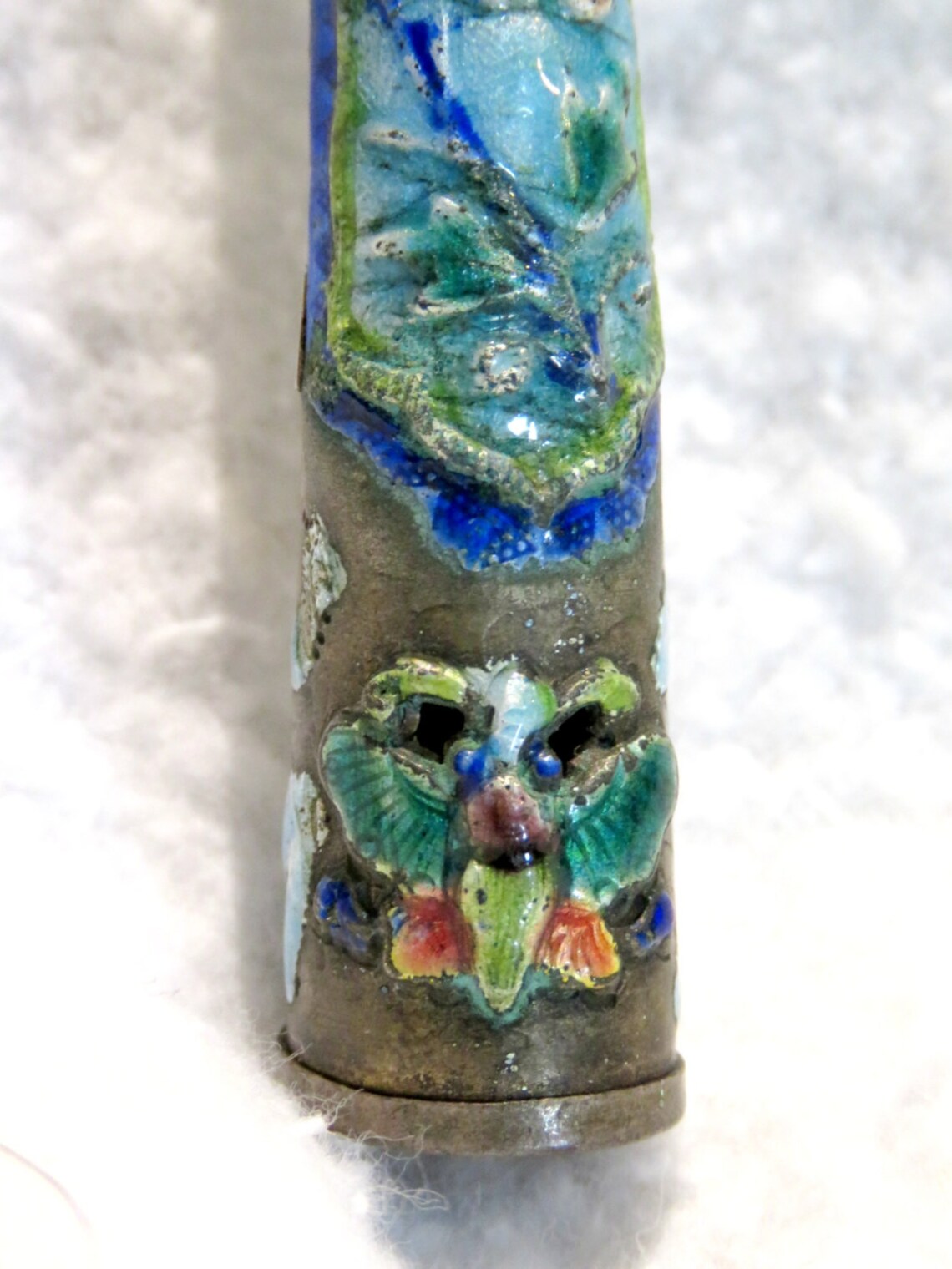 Chinese Fingernail Protector Brooch Antique Chinese Enamel Over Silver ...
