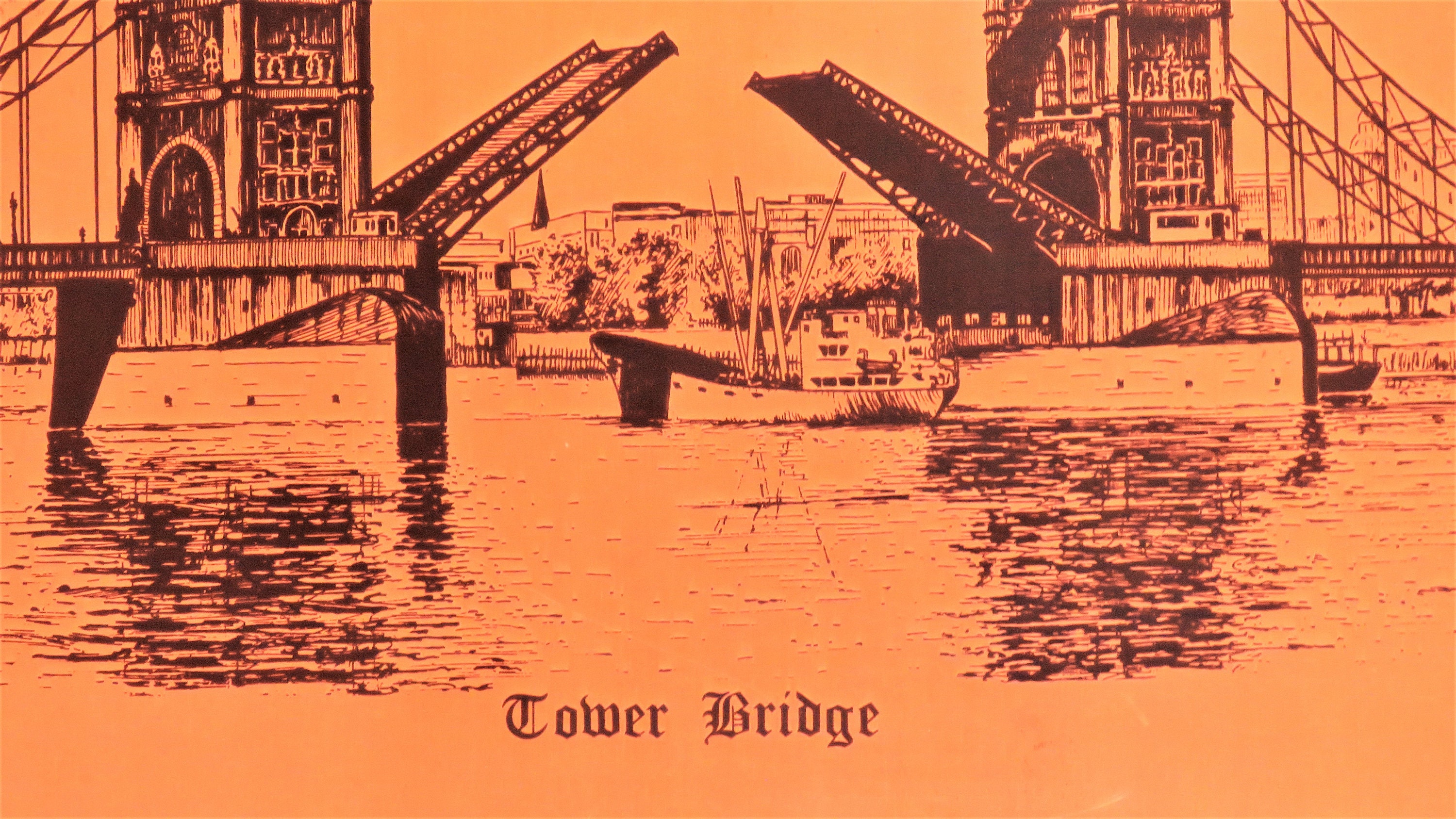 Copper Etching of the Tower Bridge London England 12 X 7 Coppercraft ...