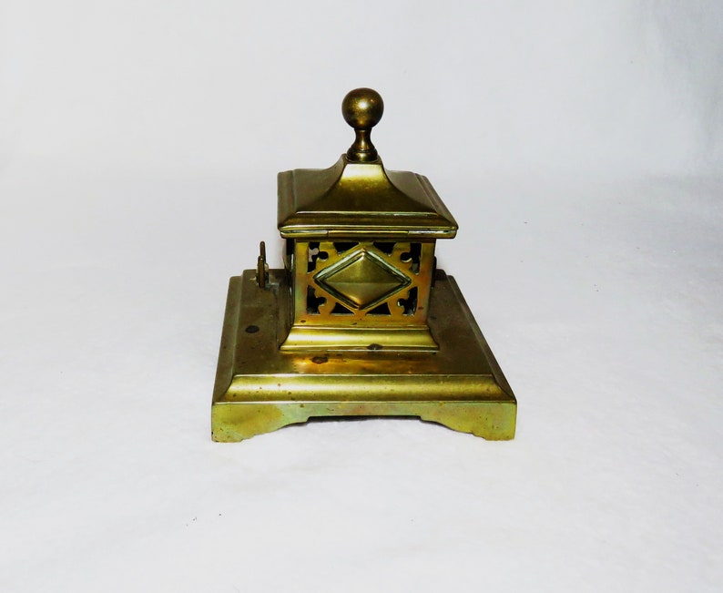 RARE Antique Inkwell With Fountain Pen by William Tonks & Sons Brass ...