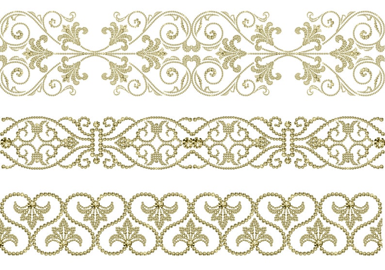 Luxury Diamond Border Gold Glamour diamond Wedding Bridal | Etsy