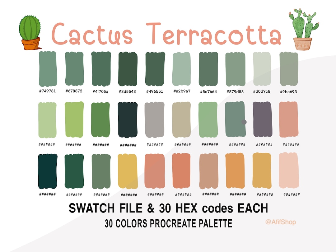 Cactus Terracotta Cactus Color Palette HEX Codes Ipad - Etsy