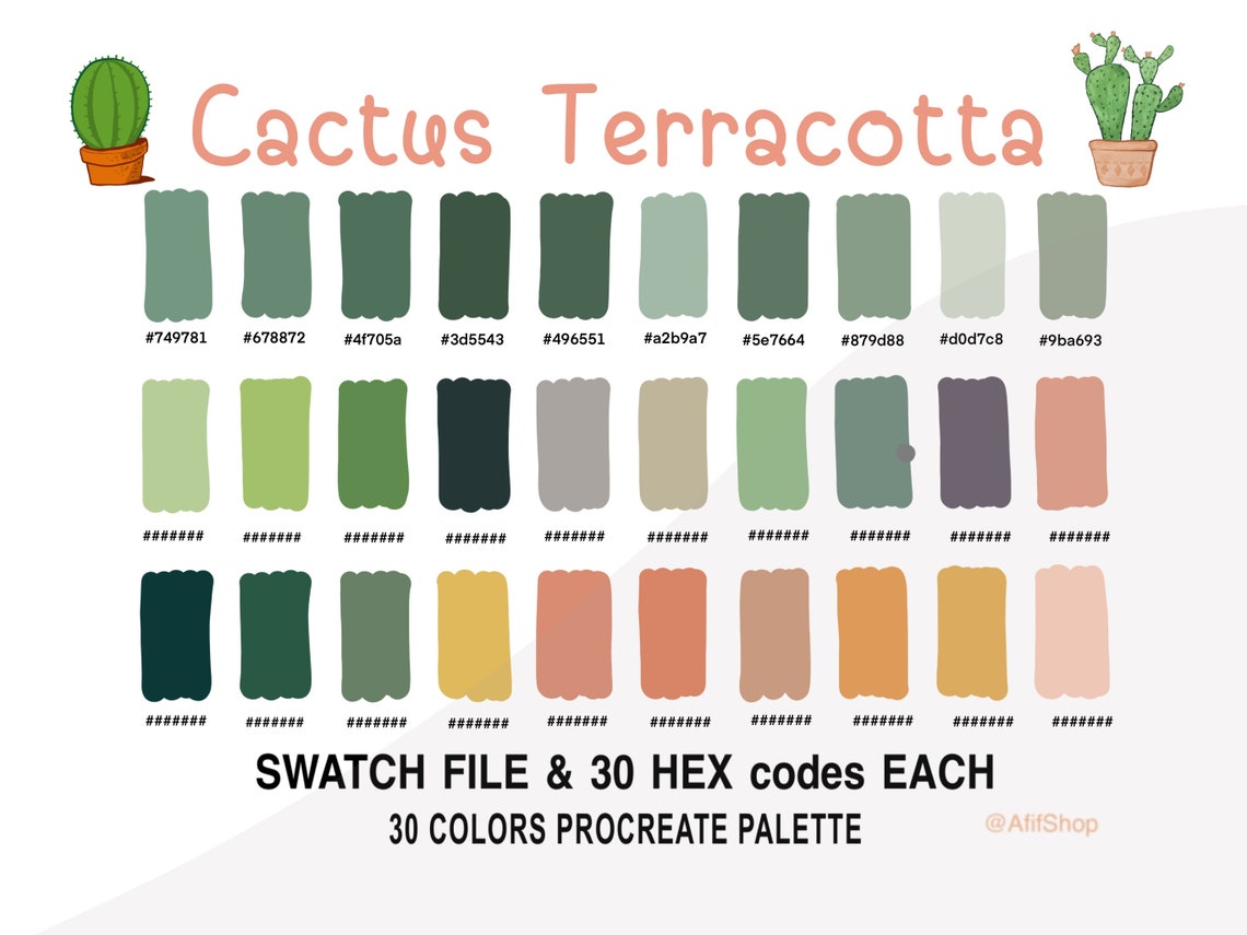 Cactus Terracotta Cactus Color Palette HEX Codes Ipad - Etsy