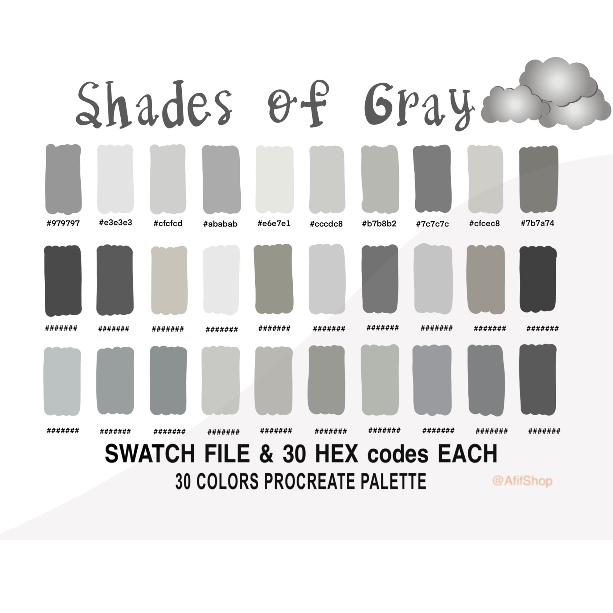 Shades of Gray, Color Palette, Gray, Digital, Ipad, Procreate App ...