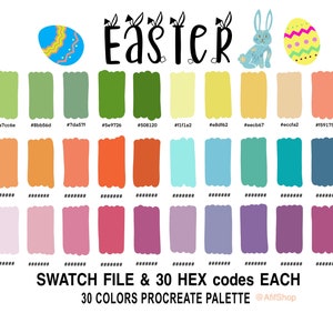 Easter Color Palette, 90 Colors, 3 Swatches, HEX Codes, Easter Egg Hunt ...