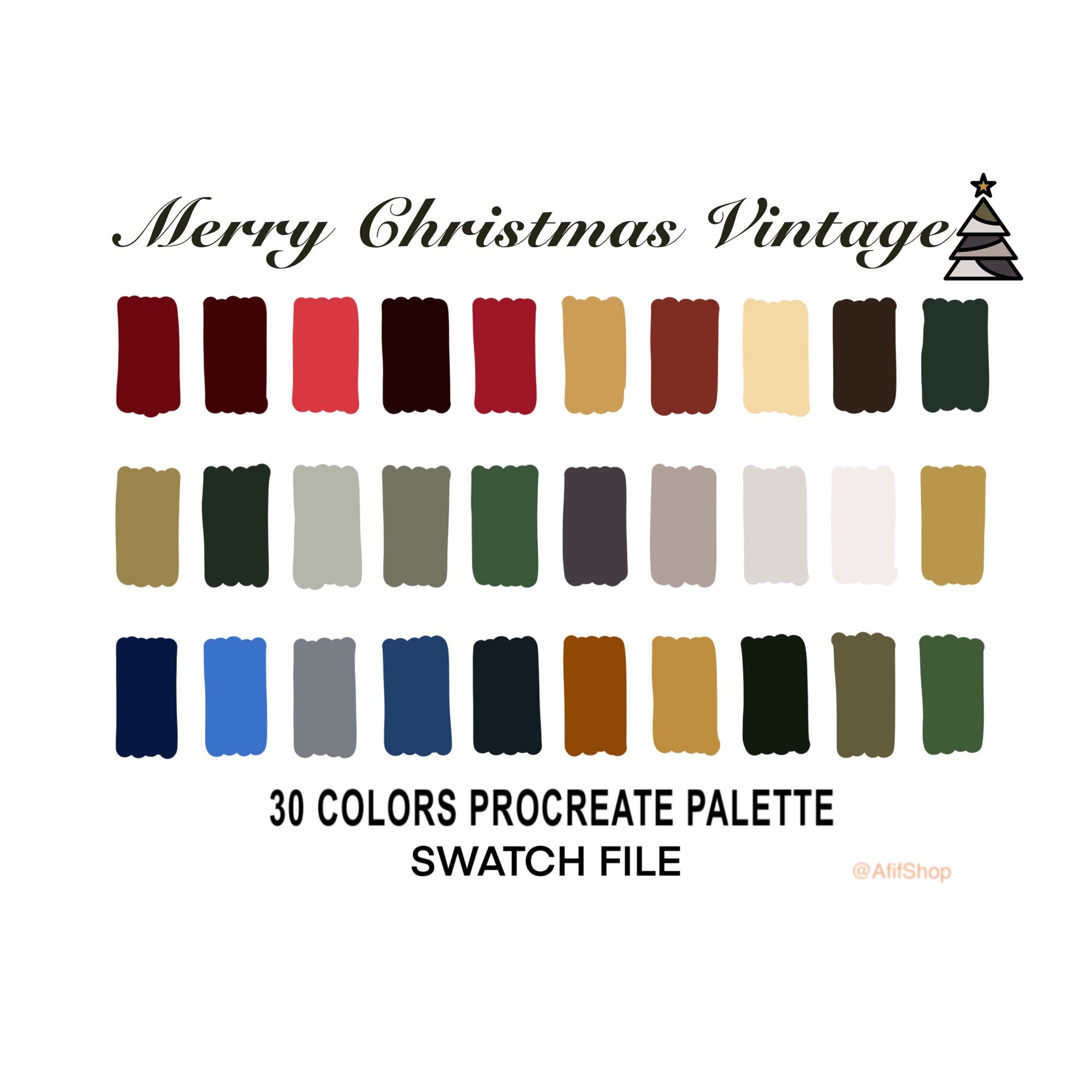Christmas Vintage Color Palette, Christmas Day, Ipad, Procreate App ...