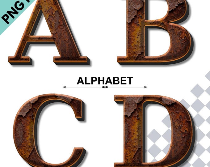 Old English Alphabet Letters and Numbers Rusty Metal Latin Alphabet A ...