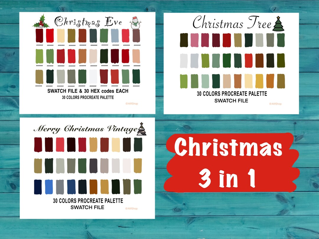 Christmas Color Palette 90 Colors 3 Swatches HEX Codes for - Etsy