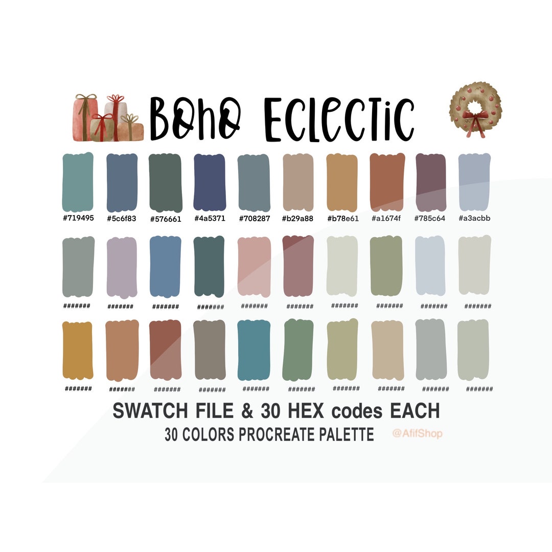 Boho Eclectic Color Palette, Color Palette, Boho, Ipad, Procreate App ...