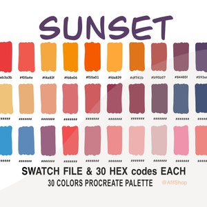 Sunset Color Palette Sunset Color Palette iPad Procreate - Etsy