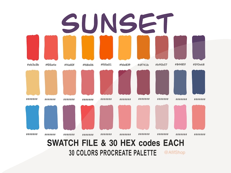 Sunset Color Palette Sunset Color Palette Ipad Procreate - Etsy