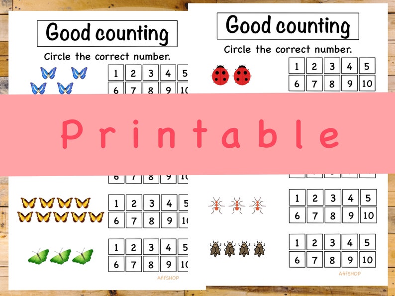 4 Printable Animal Counting Worksheets. Learning to Count, Kindergarten ...