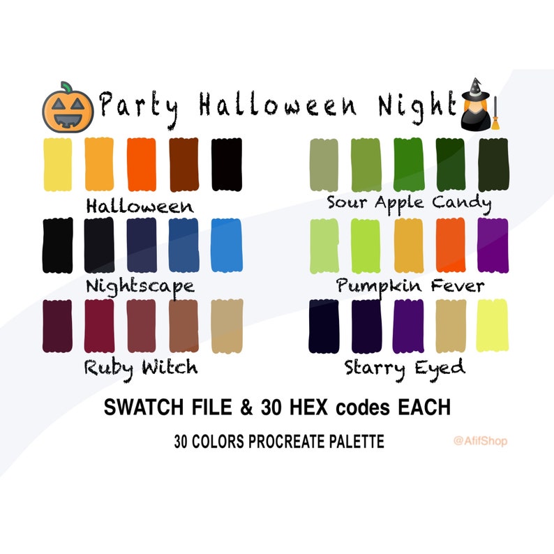 Party Halloween Night Color Palette, HEX Codes, iPad , Procreate App ...