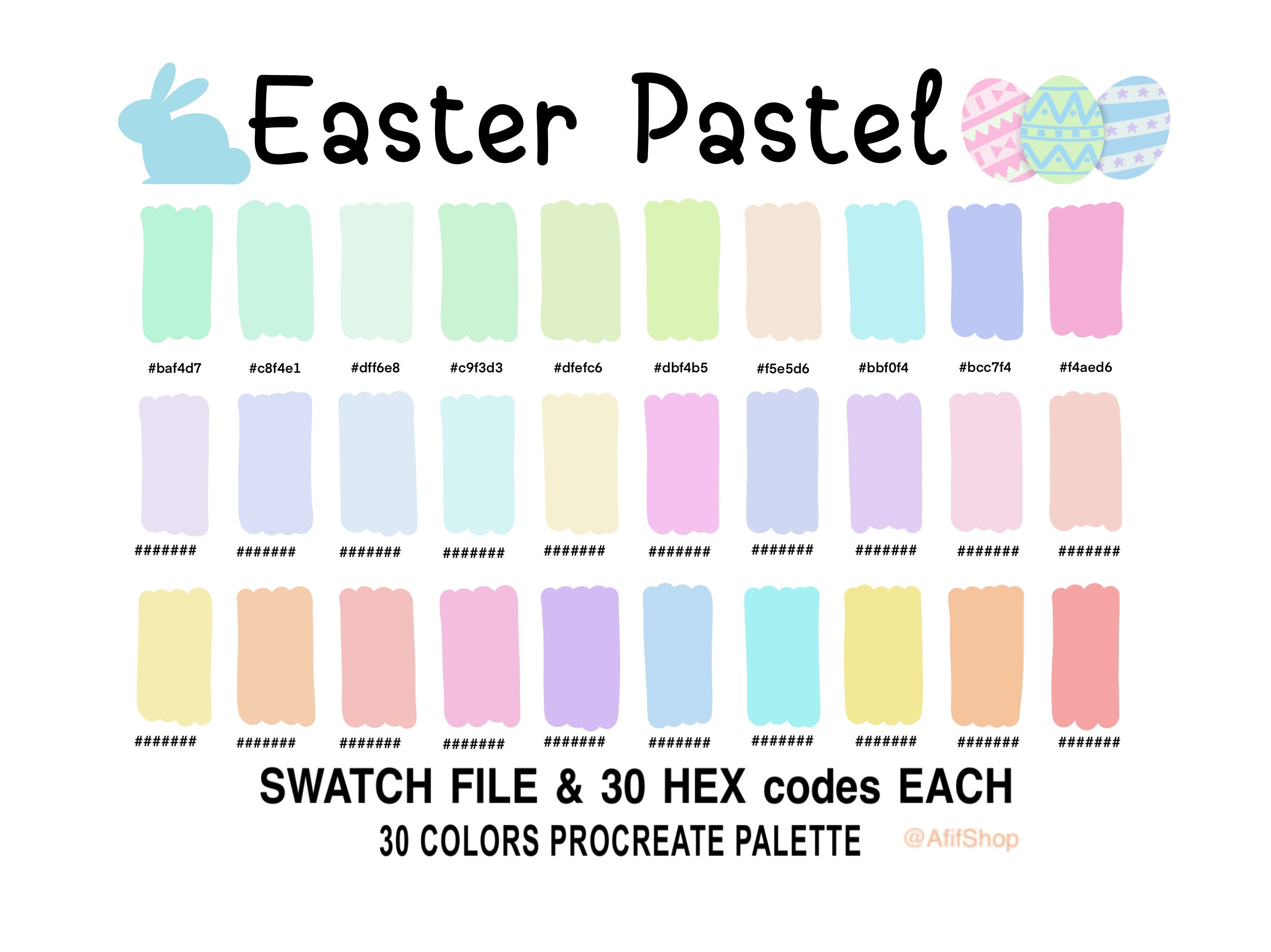 Easter Color Palette, 90 Colors, 3 Swatches, HEX Codes, Easter Egg Hunt ...