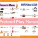 5in1 Pretend Play Menus, Kids Play Menus, Kitchen Play, Fun Activity ...