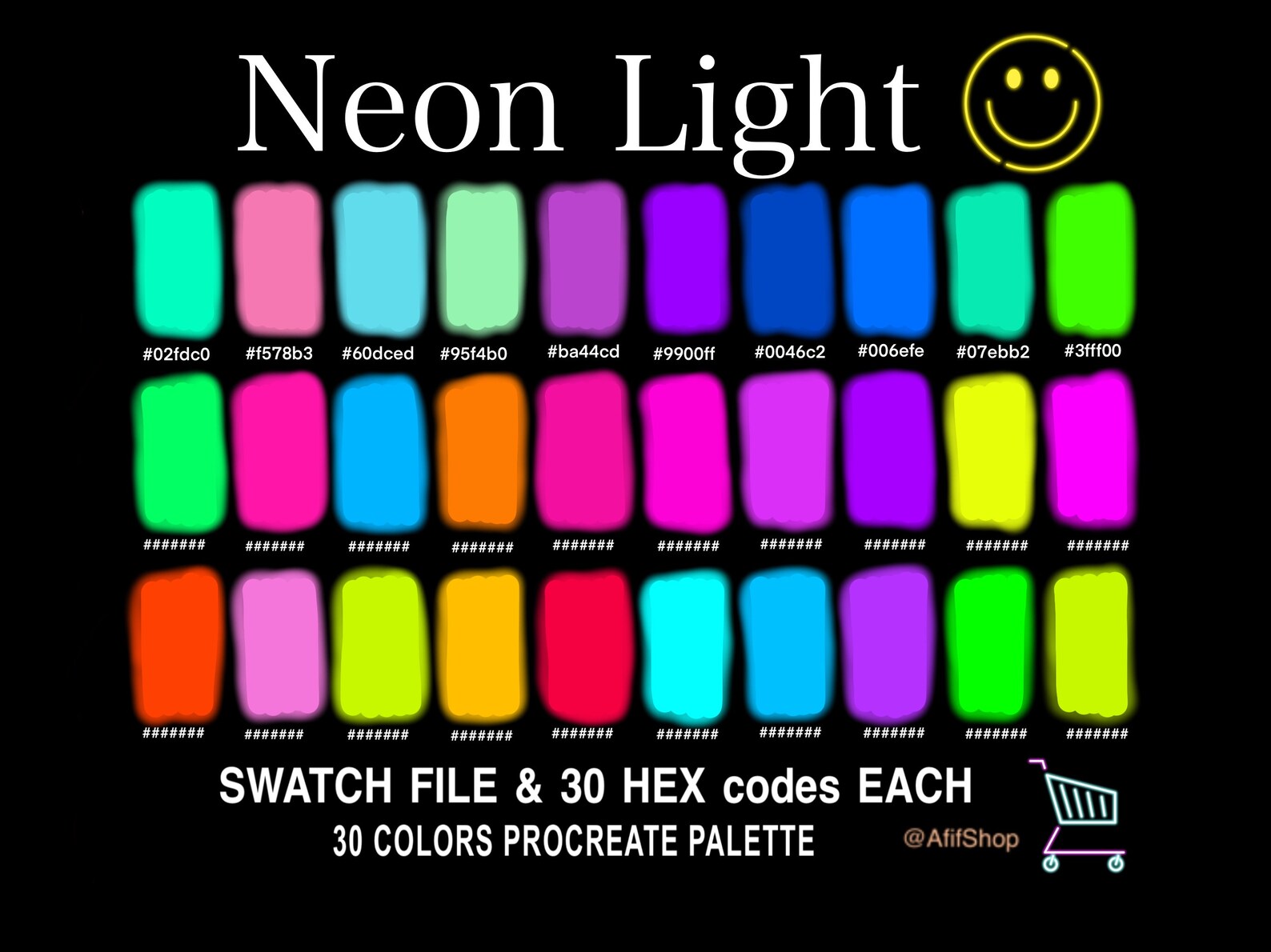 Neon Light Color Color Palette Neon Bright iPad Procreate - Etsy