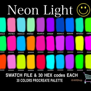 Neon Light Color Color Palette Neon Bright Ipad Procreate - Etsy