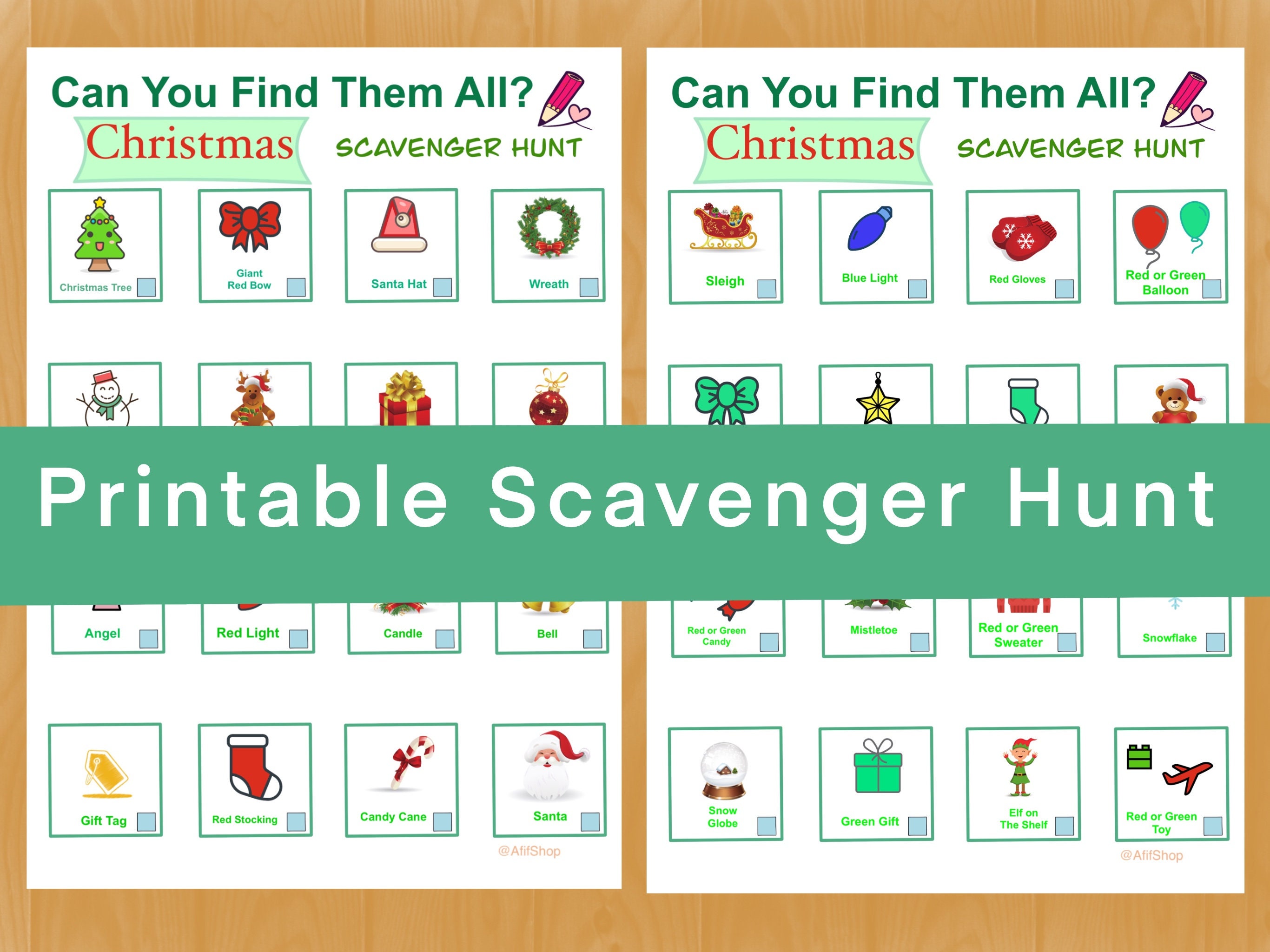 2 Printables Christmas Scavenger Hunt Worksheets Scavenger - Etsy