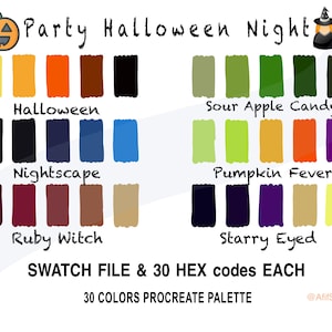 Halloween Color Palette, 120 Colors, 4 Swatches, HEX Codes for Party ...