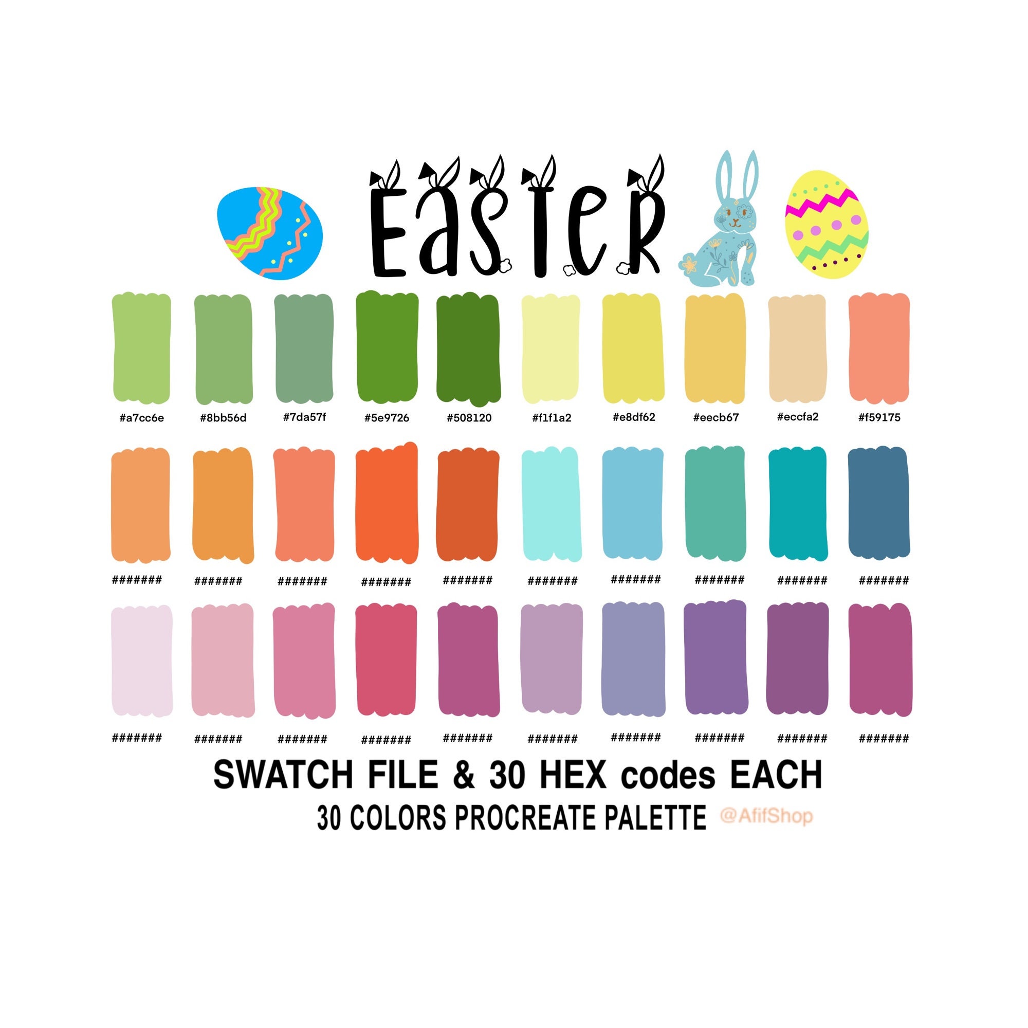 Easter Palette Color Palette Easter Day Ipad Procreate App Swatches Procreate Tools HEX Codes Instant Download Digital Download Etsy UK