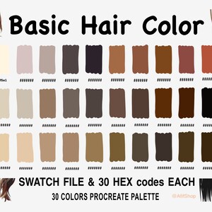 Basic Hair Color Palette HEX Codes iPad Procreate App - Etsy