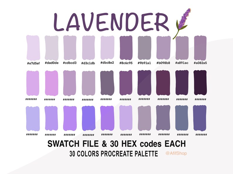 Lavender Color Palette Color Palette Purple iPad Procreate - Etsy