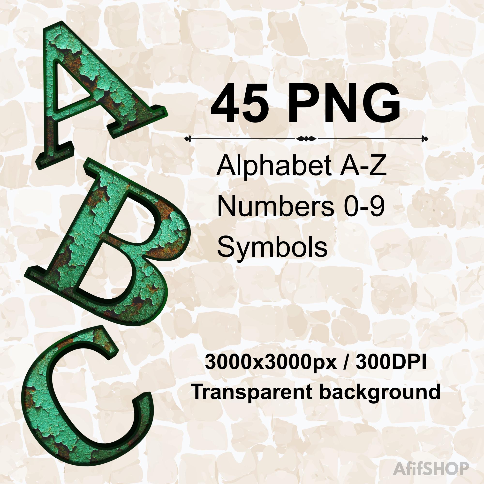 Patina Rust Metal Alphabet PNG Letters A–Z 0–9 L Aged Copper Texture L ...