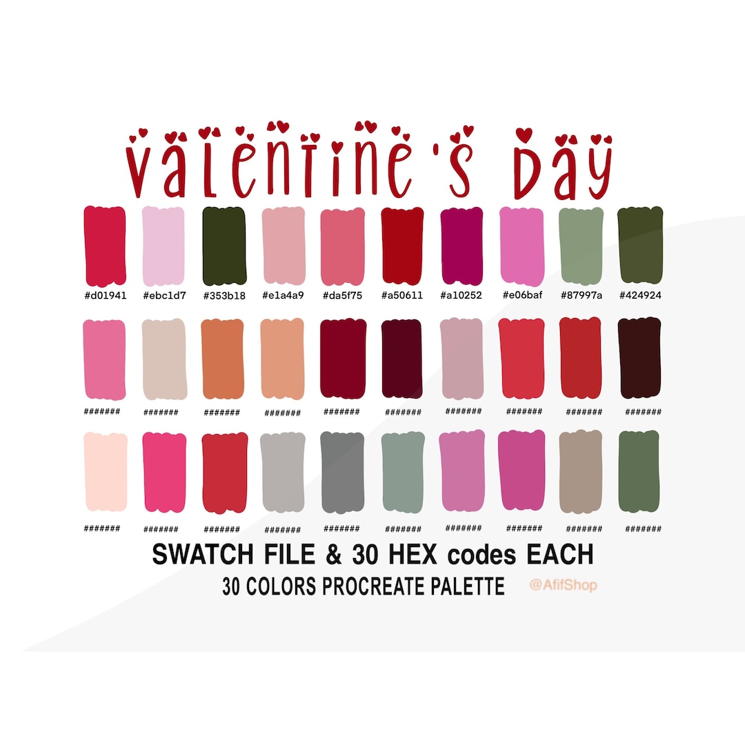 Valentine's Day Color, Color Palette, Valentine, Ipad, Procreate App ...