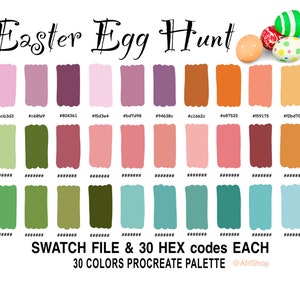 Easter Color Palette, 90 Colors, 3 Swatches, HEX Codes, Easter Egg Hunt ...