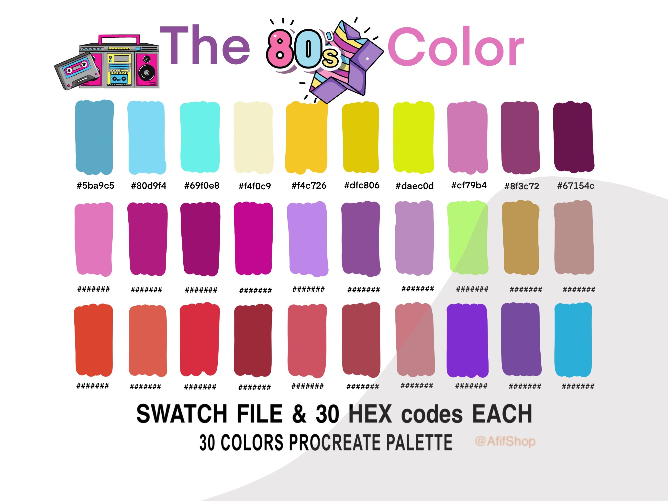 The 80s Color 80's Vibes Color Palette Ipad Color - Etsy Ireland