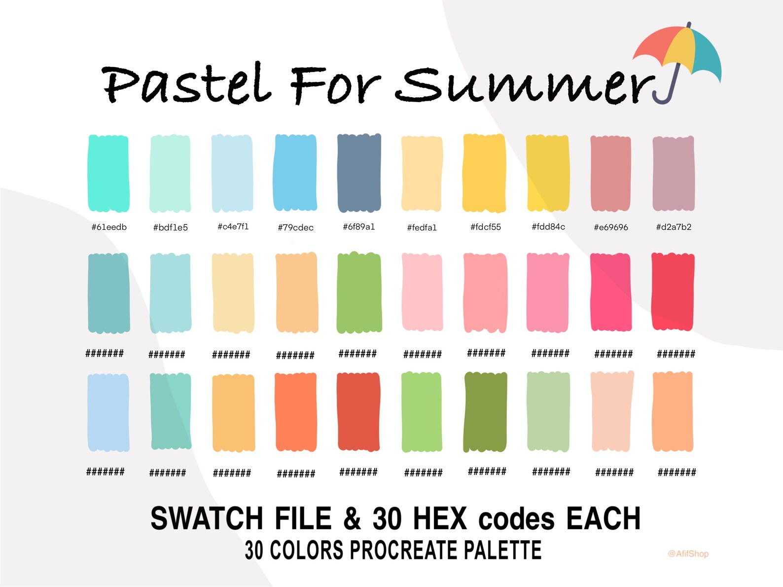 Pastel Summer 60 Color Color Palette HEX Codes Ipad - Etsy