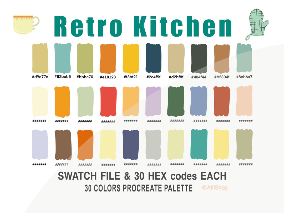 Retro Kitchen Color Color Palette Retro Color Ipad - Etsy