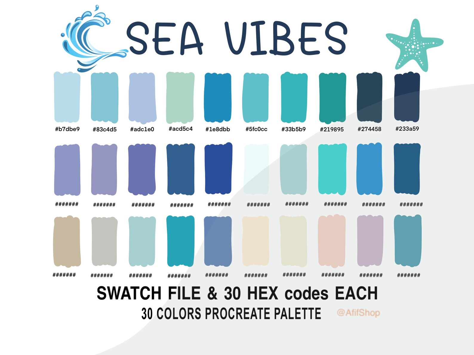 Sea Vibes Color Palette Sea Color Palette iPad Procreate - Etsy