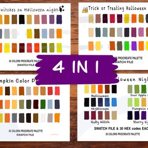 Halloween Color Palette 120 Colors 4 Swatches HEX Codes for | Etsy