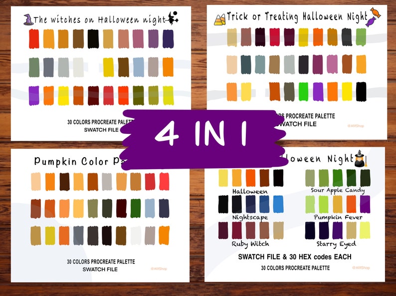 Halloween Color Palette 120 Colors 4 Swatches HEX Codes for - Etsy