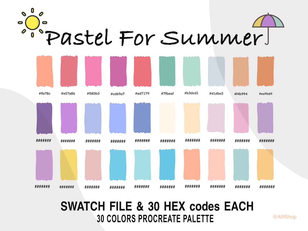 Pastel Summer 60 Color Farbpalette HEX-Codes iPad - Etsy.de