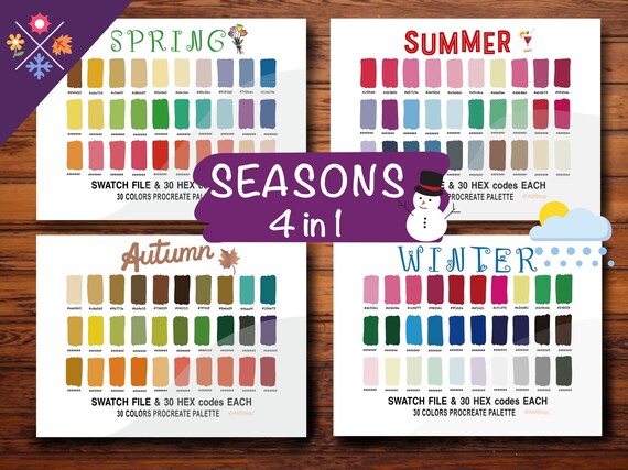 Season Color Palette 120 Colors 4 Swatches HEX Codes - Etsy