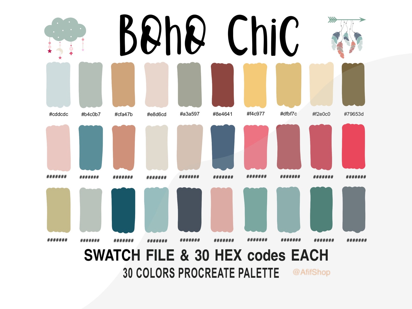 Boho Chic Color Palette Boho Bohemian Style Ipad - Etsy