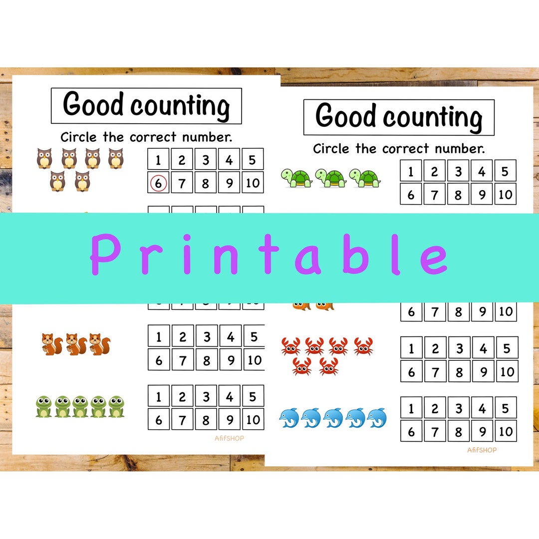 4 Printable Animal Counting Worksheets. Learning to Count, Kindergarten ...